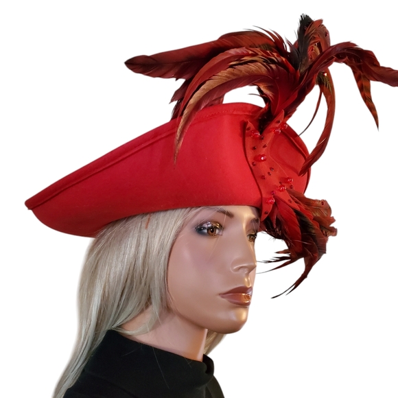 Coquette | Accessories | Coquette Red Hat Huge Feathers Kentucky Derby ...